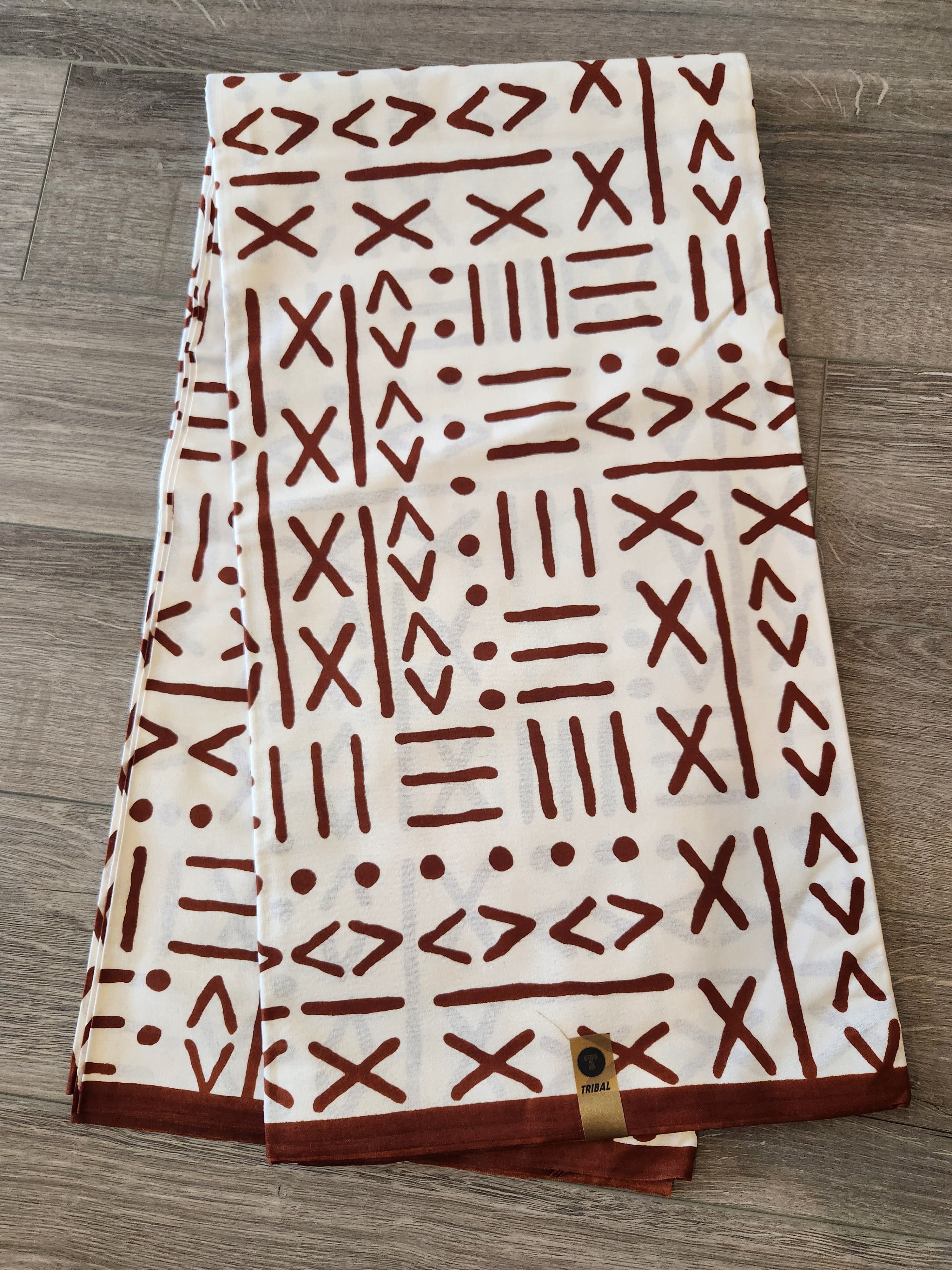 White and Brown Tribal African Print Fabric, Ankara Fabric AF50 ...
