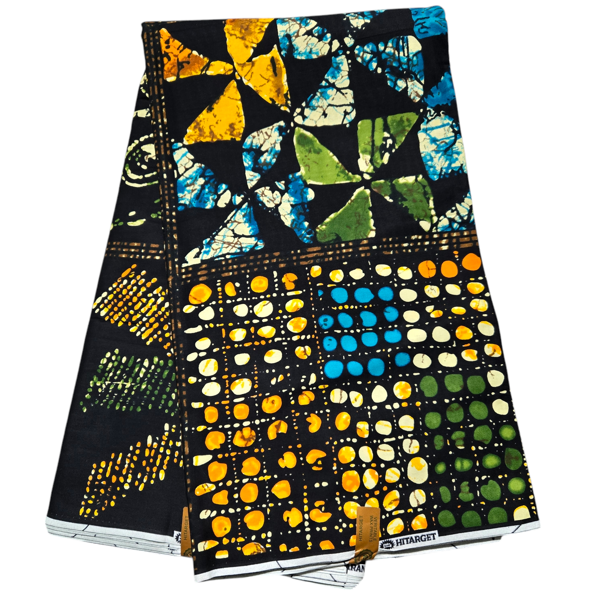 Black, Green and Yellow African Print Fabric, Ankara Fabric, 100% Cott ...